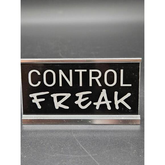 Accents | Control Freak Desk Sign Novelty Office Decor Modern Aluminum ...